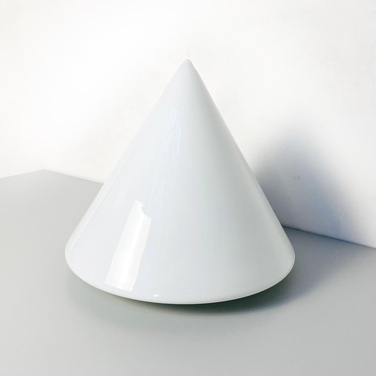 Italian Mid-Century Modern Conical Table Lamp with Double Opal Glass ...