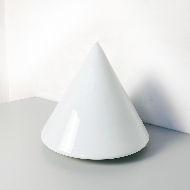 Italian Mid-Century Modern Conical Table Lamp with Double Opal Glass ...