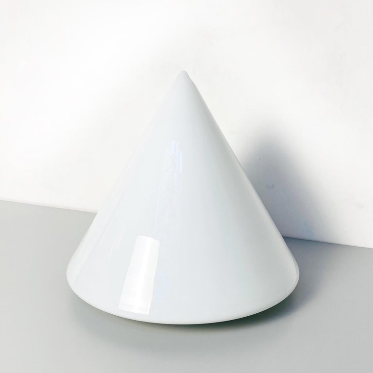 Italian Mid-Century Modern Conical Table Lamp with Double Opal Glass ...