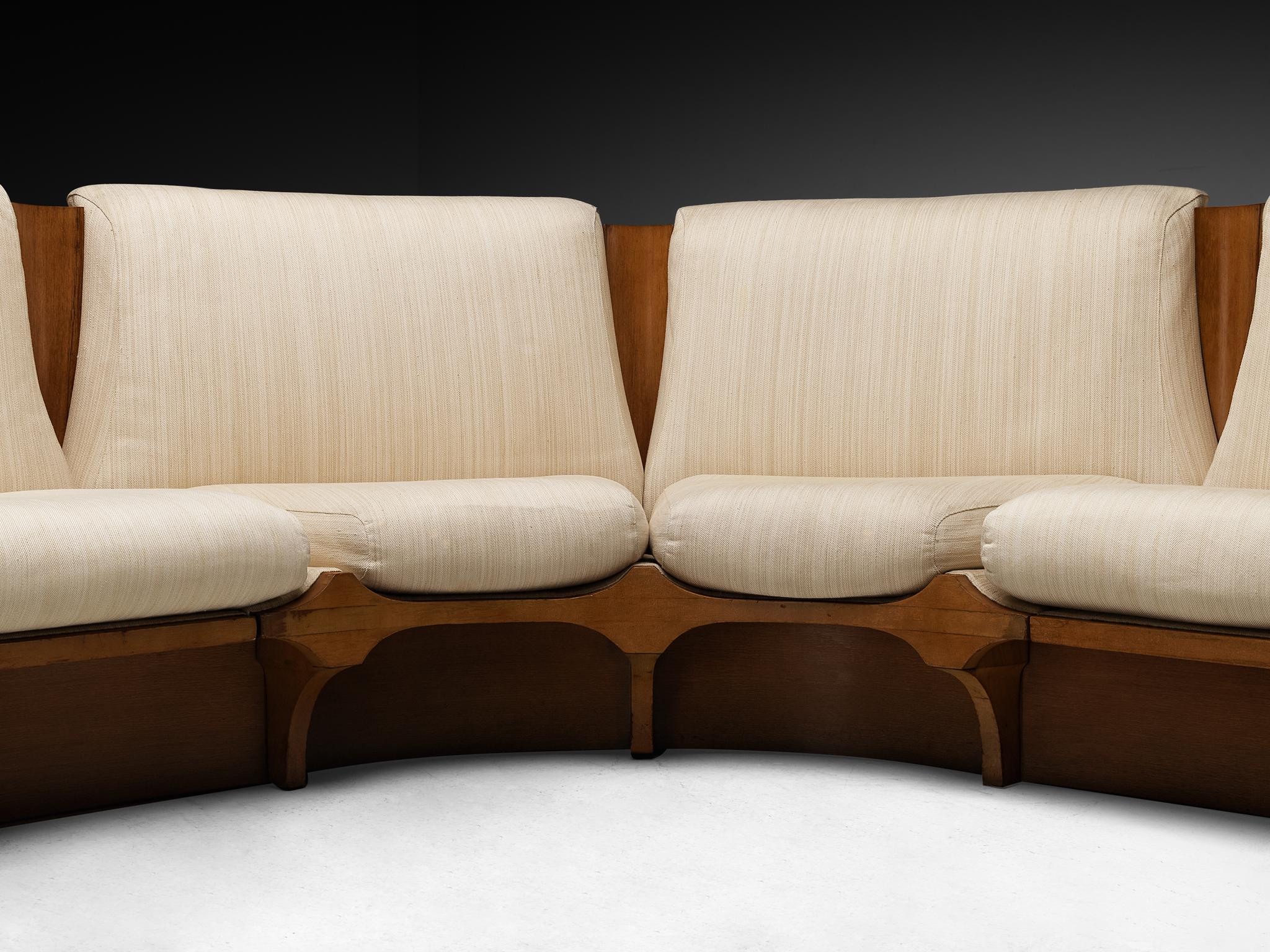 Italian Mid-Century Modern Corner Sofa in Walnut For Sale at 1stDibs