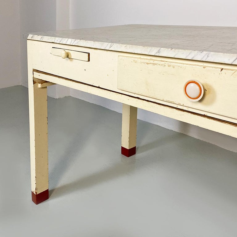 Italian Mid-Century Modern Cream Wood and Marble Kitchen Table, 1960s ...
