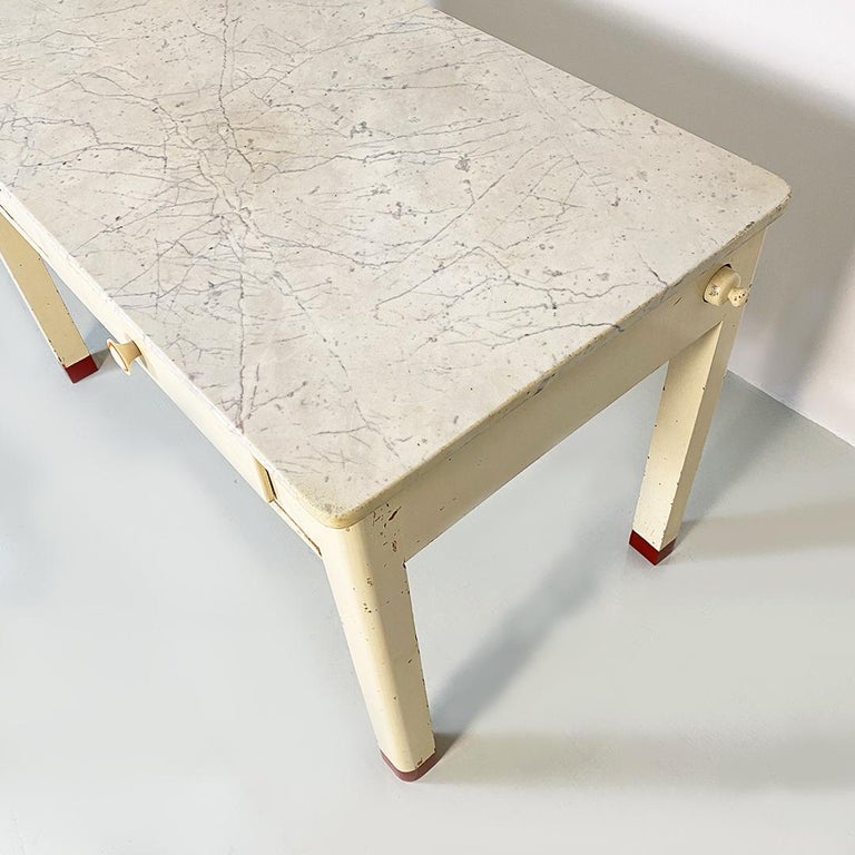 Italian Mid-Century Modern Cream Wood and Marble Kitchen Table, 1960s ...