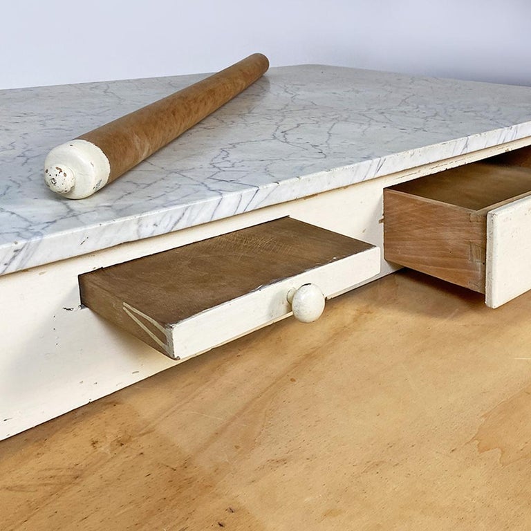 Italian Mid-Century Modern Cream Wood and Marble Kitchen Table, 1960s ...