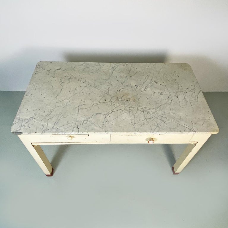 Italian Mid-Century Modern Cream Wood and Marble Kitchen Table, 1960s ...