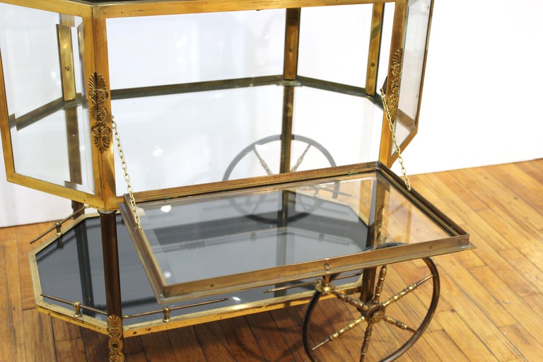 Italian Mid-Century Modern Dessert or Pastry Cart in Brass and Glass at ...