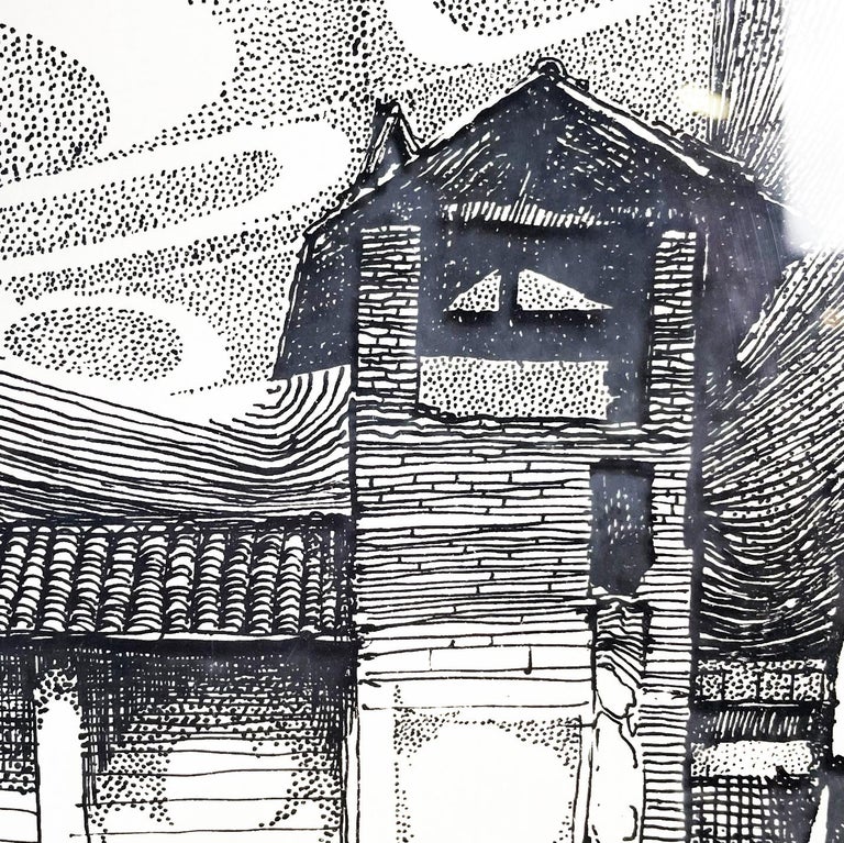 Italian Mid-Century Modern Engraving Print of Building on Paper, 1965 ...