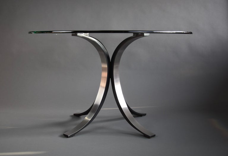 Italian Mid-Century Modern Glass and Metal T69 Dining Table by Osvaldo ...