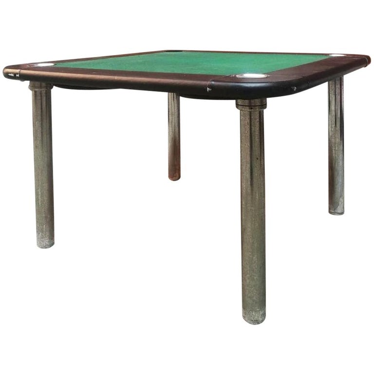 Italian Mid-Century Modern Green Velvet Game Table, 1970s For Sale at ...