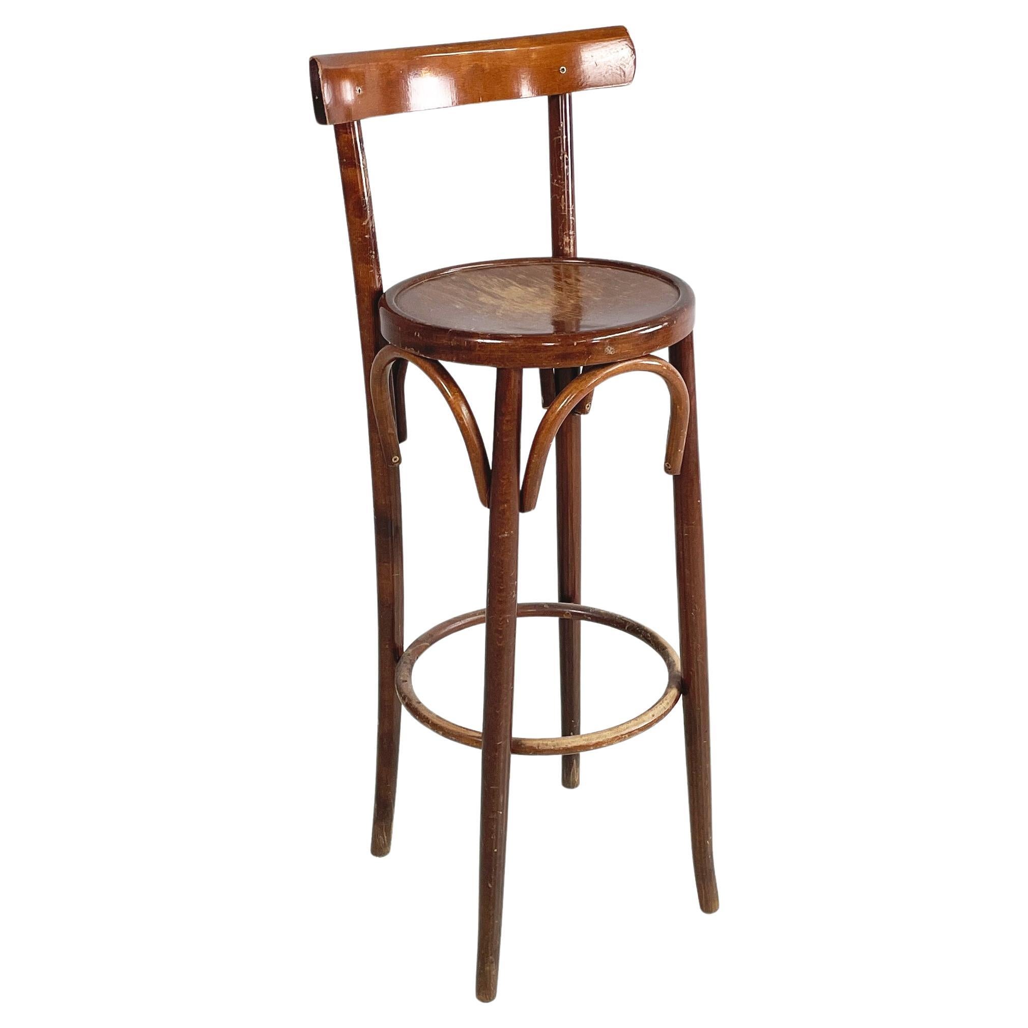 Italian mid-century modern High bar stool with footrest in wood, 1900 ...