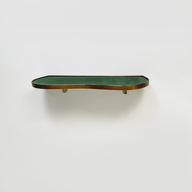 Italian Mid-Century Modern Irregular Shelf in Green Glass and Brass ...