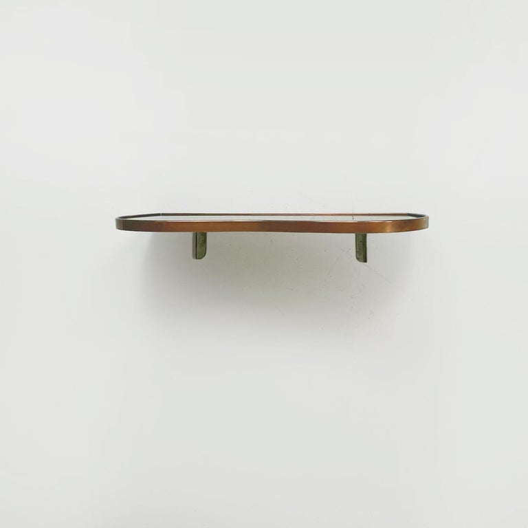 Italian Mid-Century Modern Irregular Shelf in Green Glass and Brass ...