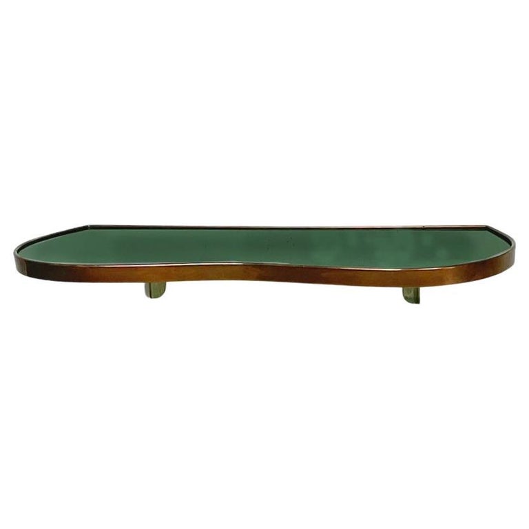 Italian Mid-Century Modern Irregular Shelf in Green Glass and Brass ...