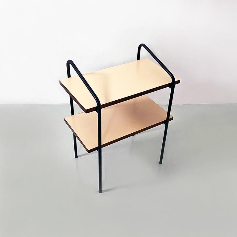 Italian Mid-Century Modern Light Pink Laminate Black Metal Bedside ...