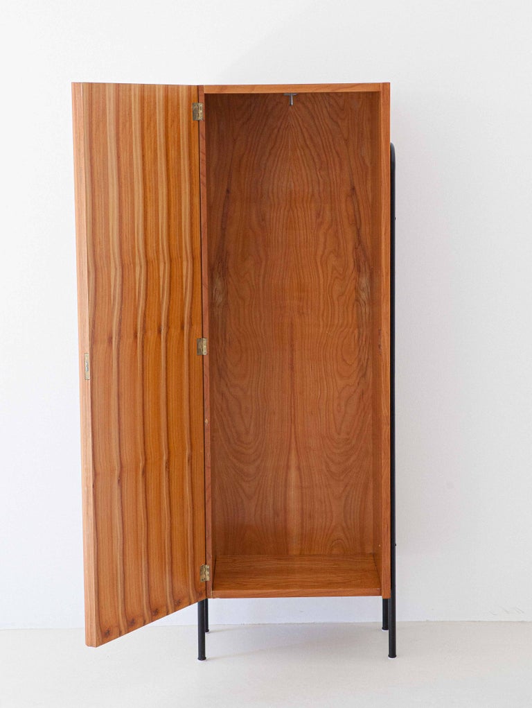 Italian Mid-Century Modern Light Wood and Black Iron Wardrobe, 1950s at ...