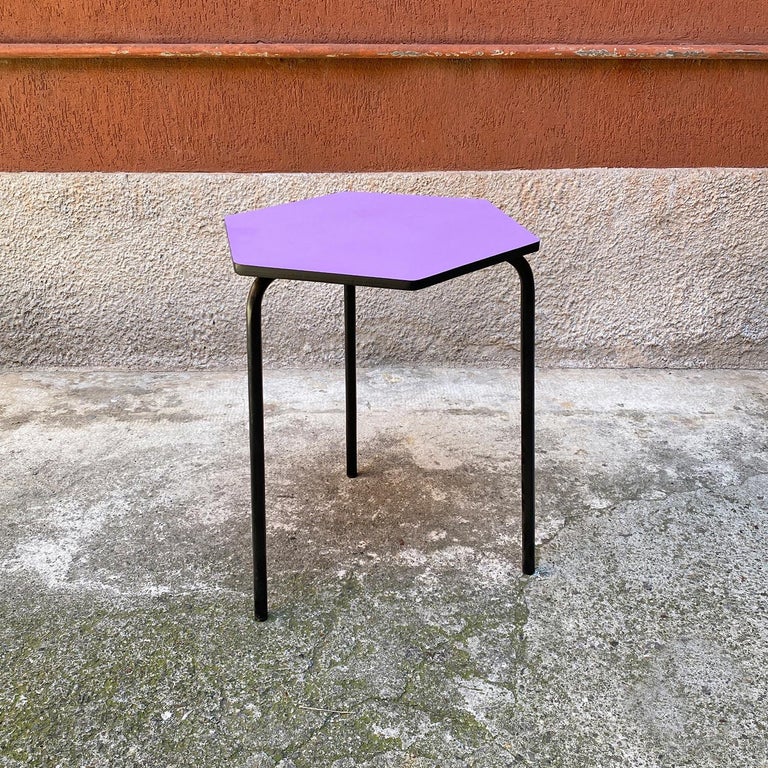 Italian Mid-Century Modern Lilac Hexagonal Bar Tables with Metal Legs ...