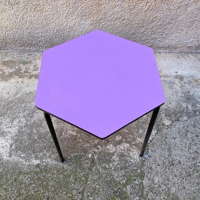 Italian Mid-Century Modern Lilac Hexagonal Bar Tables with Metal Legs ...