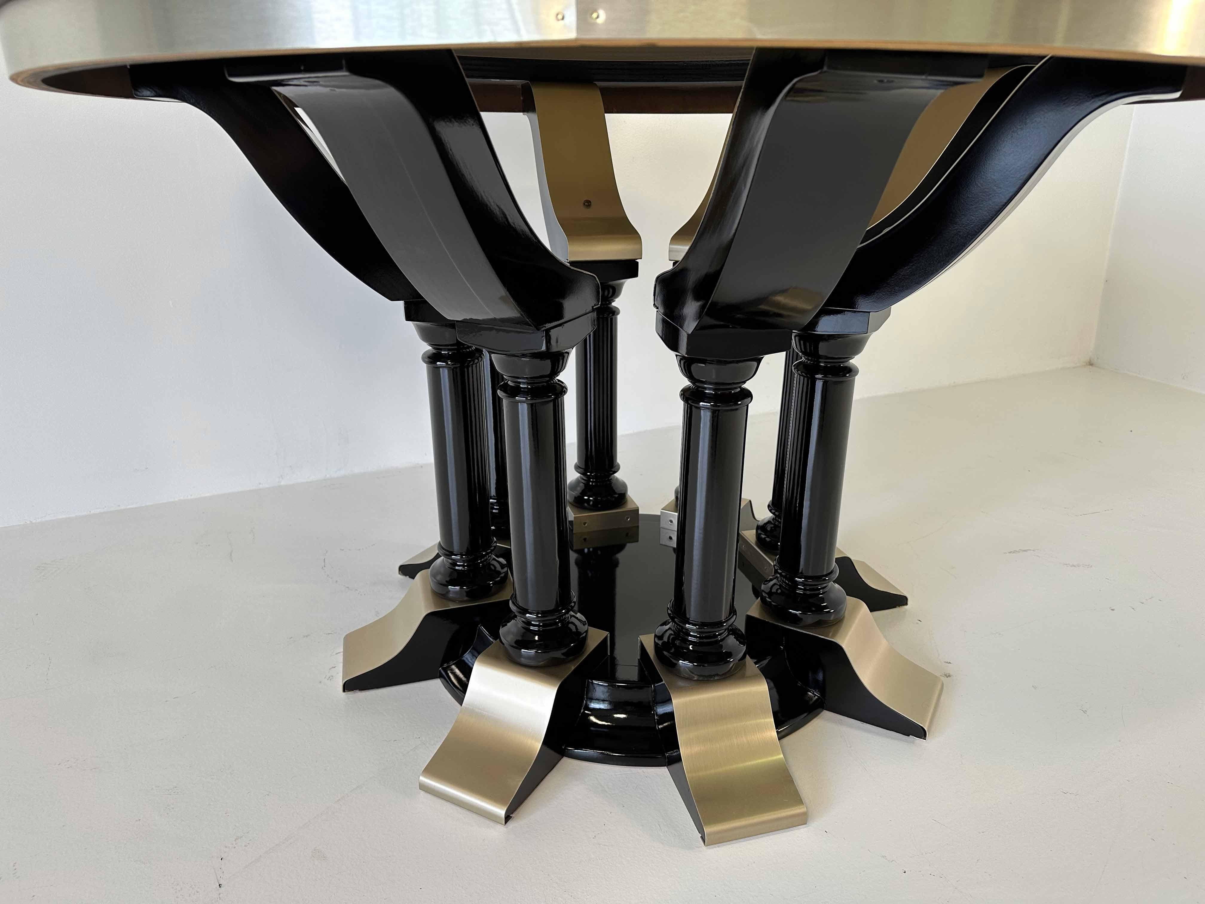 Italian Mid-Century Modern Metal, Black Lacquer and Smoked Glass Table ...
