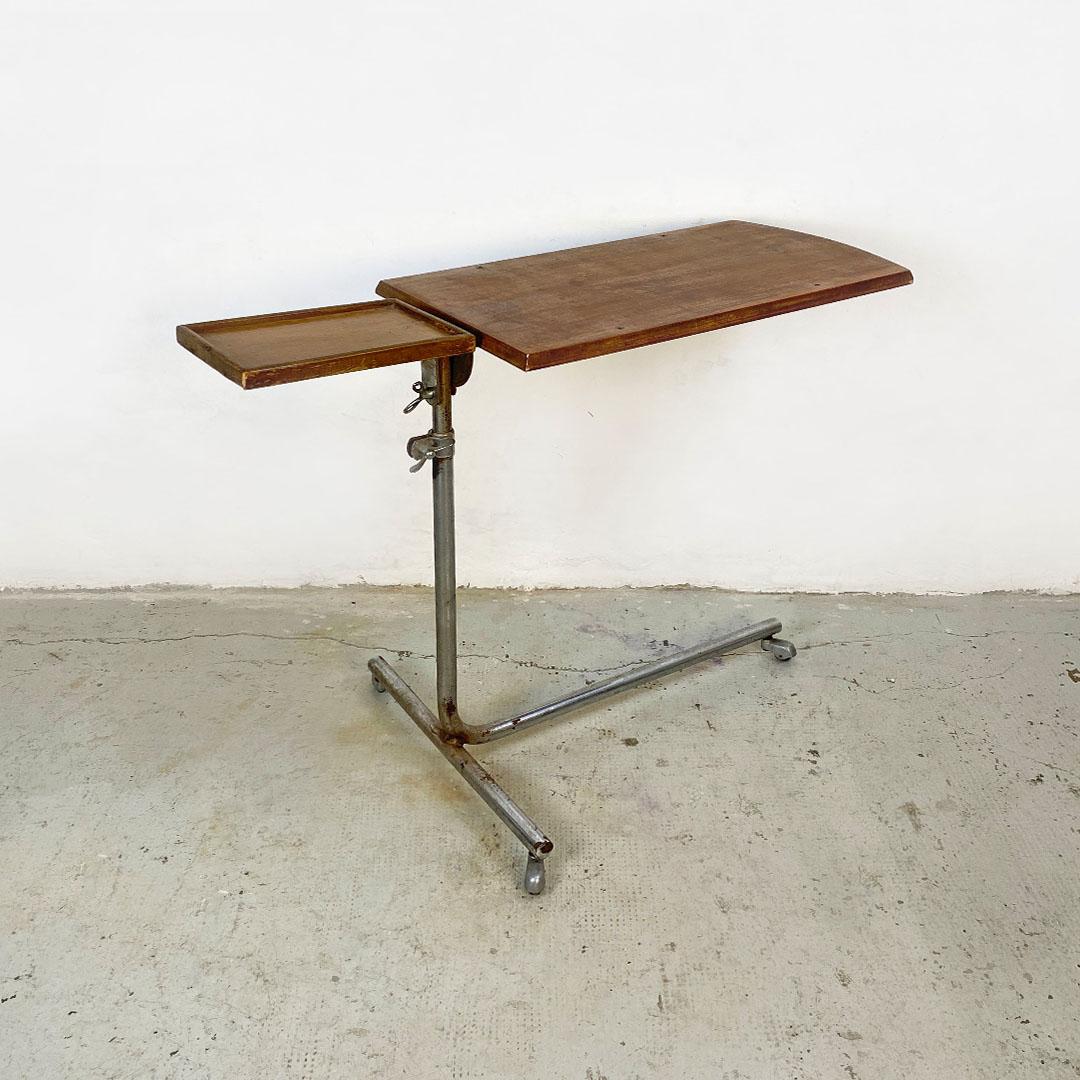 Italian Mid-Century Modern Metal Tubolar and Wooden Top Technical Tray ...
