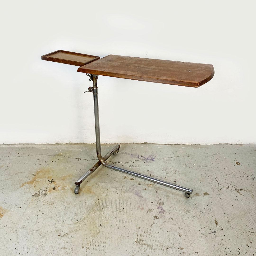 Italian Mid-Century Modern Metal Tubolar and Wooden Top Technical Tray ...