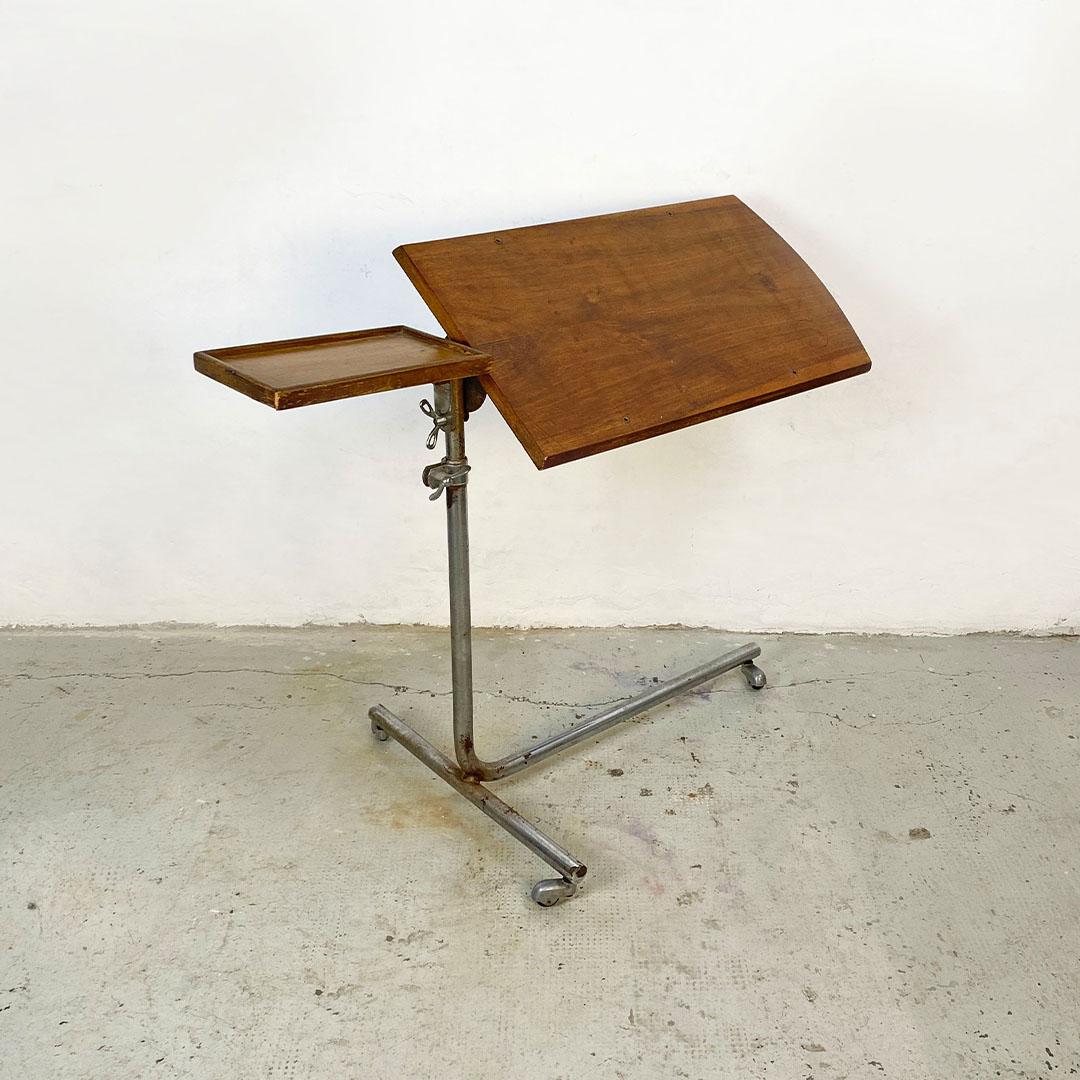 Italian Mid-Century Modern Metal Tubolar and Wooden Top Technical Tray ...