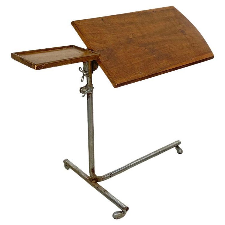 Italian Mid-Century Modern Metal Tubolar and Wooden Top Technical Tray ...