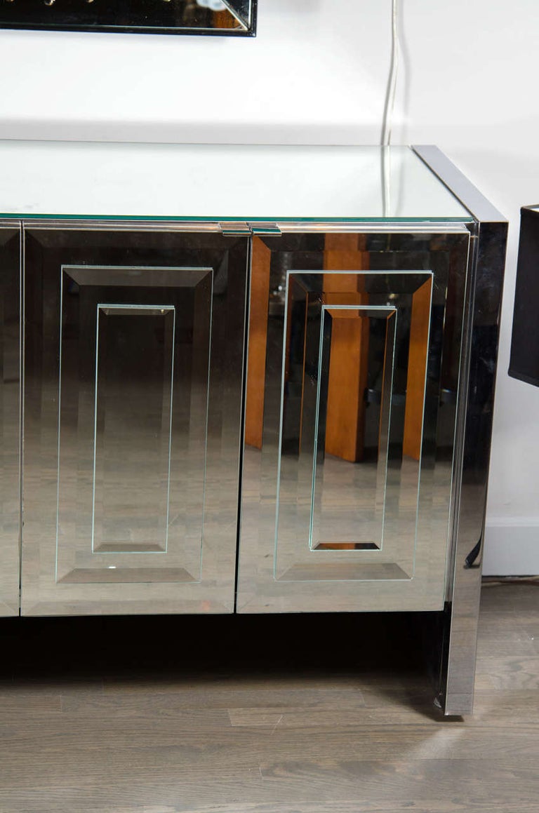 Italian Mid-Century Modern Mirrored and Chrome "Reflections" Sideboard ...