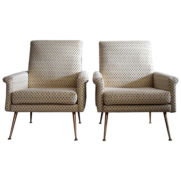 Italian Mid-Century Modern Multi-Color Lounge Chairs at 1stDibs