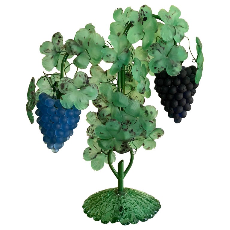 Italian Mid-Century Modern Murano Art Glass Grape and Leaf Table Lamp ...