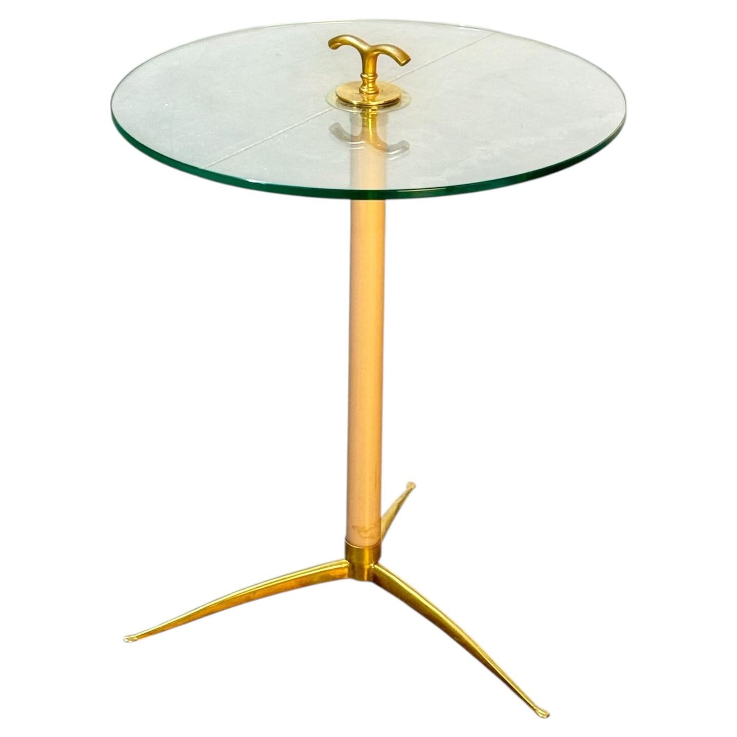 Mid-Century Style Brass and Glass Guéridon Side Table, 21th Century For ...
