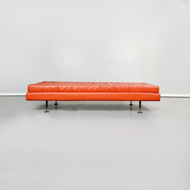 Italian Mid-Century Modern Orange Red Leather Daybed, 1970s For Sale at ...