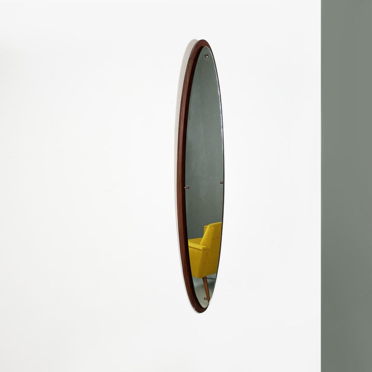 Italian mid-century modern Oval wall mirror in wood, 1960s For Sale at ...