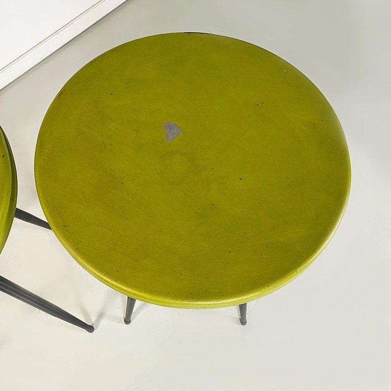 Italian Mid-Century Modern Pair of Black and Acid Green Metal Bar ...