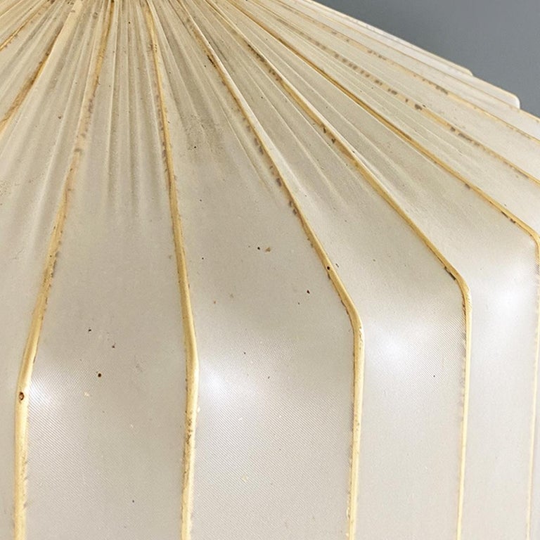 Italian mid century modern plastic pleated shape and metal chandelier ...
