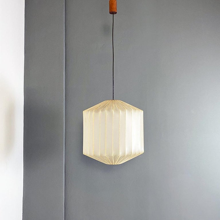 Italian mid century modern plastic pleated shape and metal chandelier ...