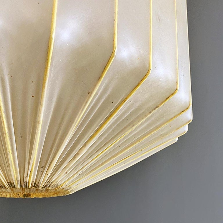 Italian mid century modern plastic pleated shape and metal chandelier ...