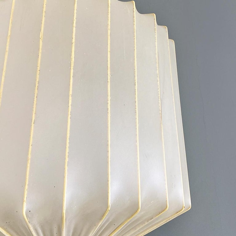 Italian mid century modern plastic pleated shape and metal chandelier ...