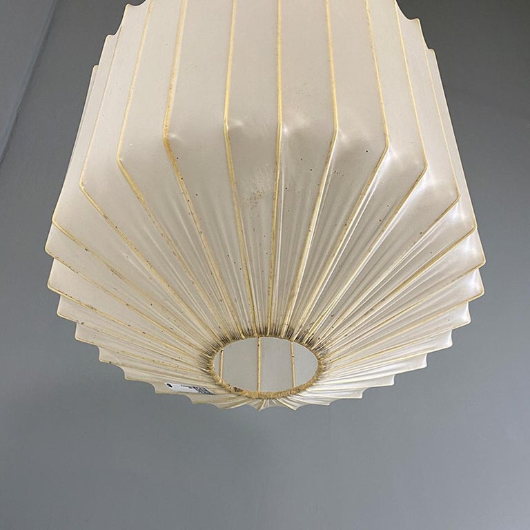 Italian mid century modern plastic pleated shape and metal chandelier ...