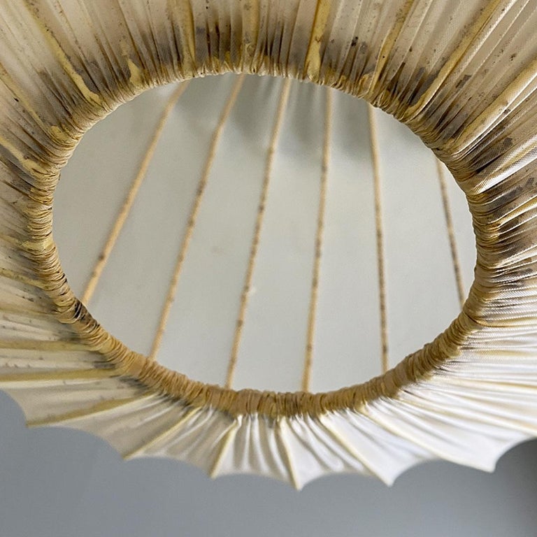 Italian mid century modern plastic pleated shape and metal chandelier ...