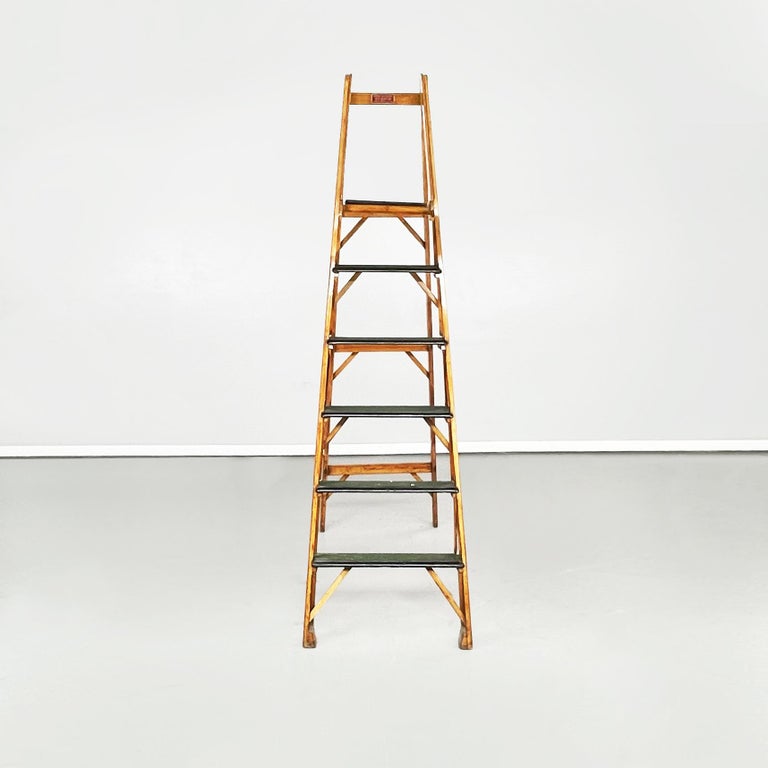 Italian Mid-Century Modern Polished Wooden Step Ladder Stair by Scorta ...