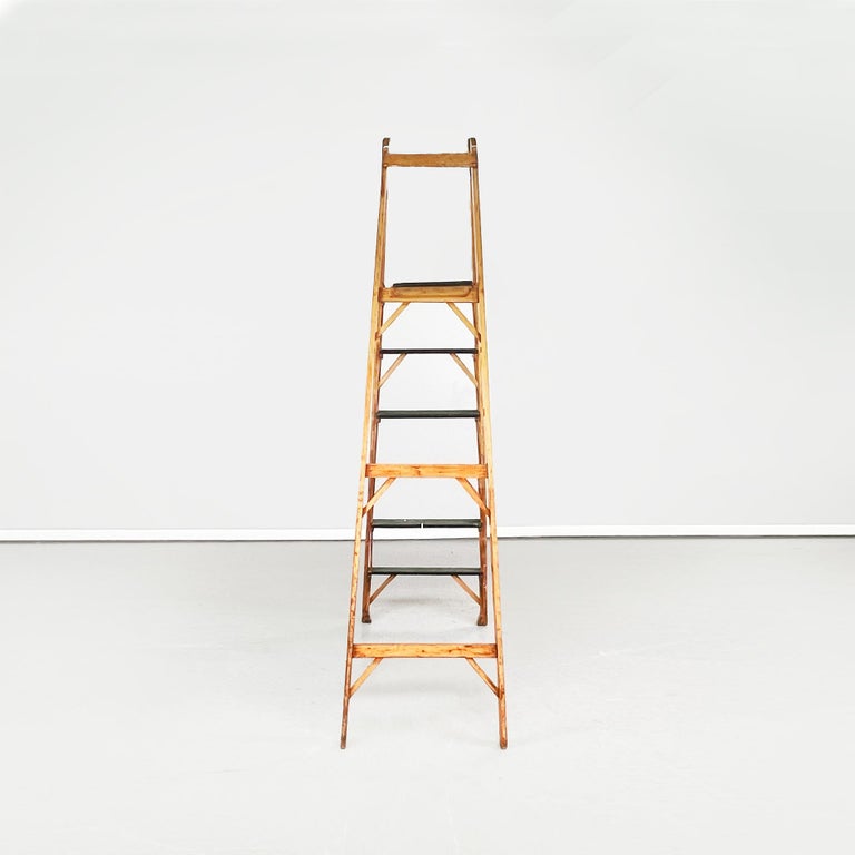 Italian Mid-Century Modern Polished Wooden Step Ladder Stair by Scorta ...