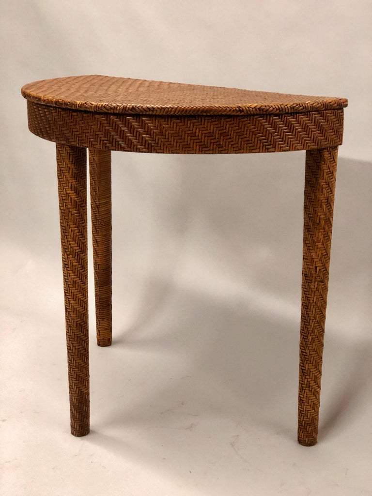 Italian Mid-Century Modern Rattan and Wicker Console or Sofa Table For ...