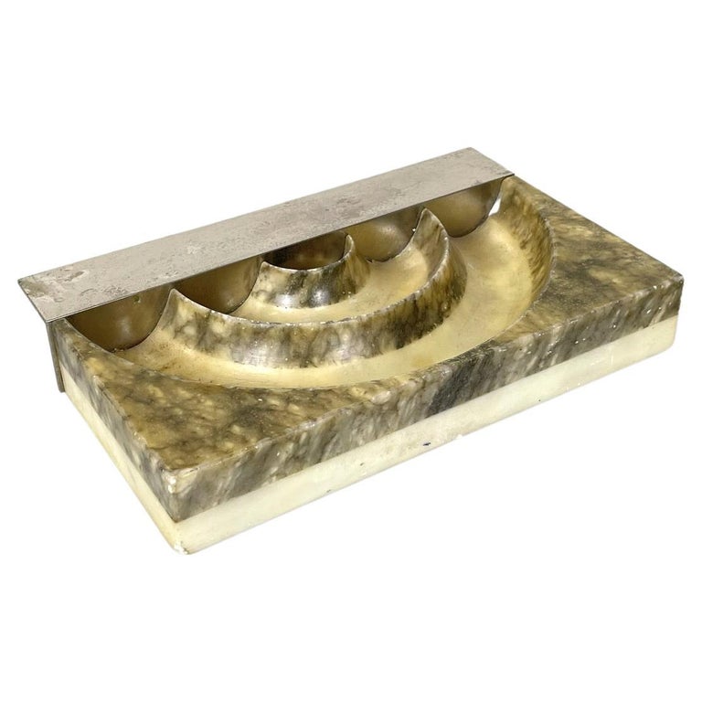 Italian Mid-Century Modern Rectangular Ashtray in Marble and Steel ...