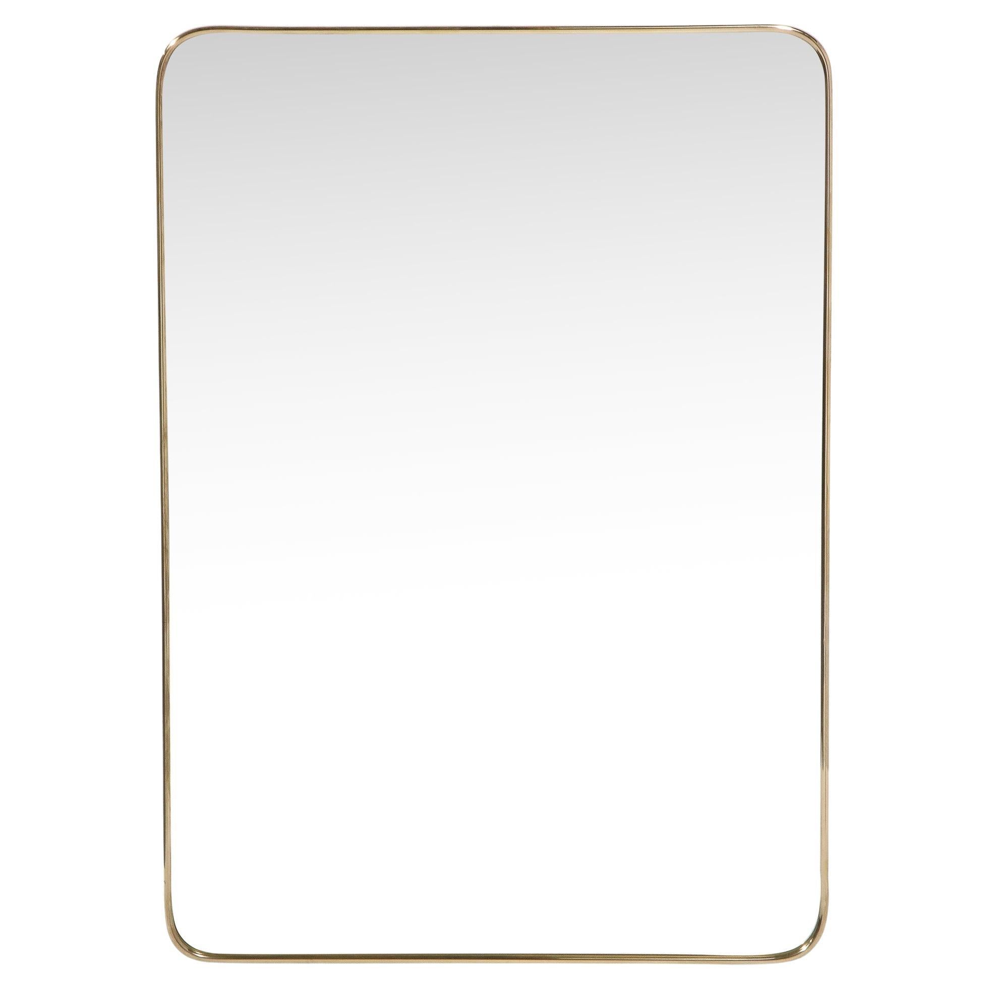 Pair of Italian Mid-Century Modern Rectangular Curvilinear Brass ...