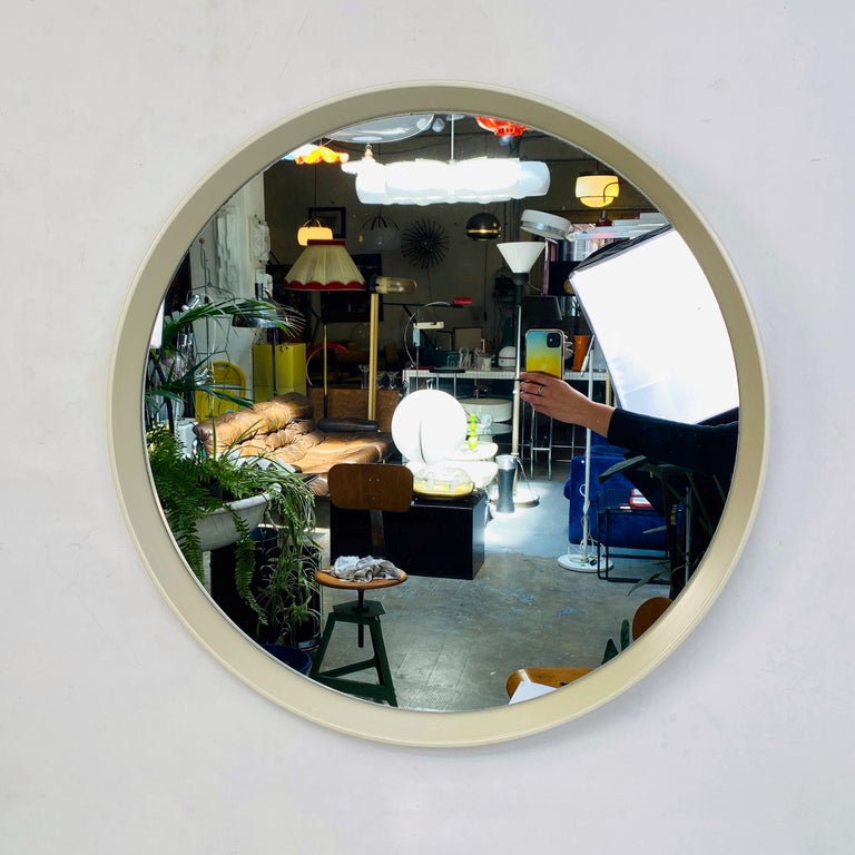 Italian Mid-Century Modern Round White Plastic Mirror, 1980s For Sale ...