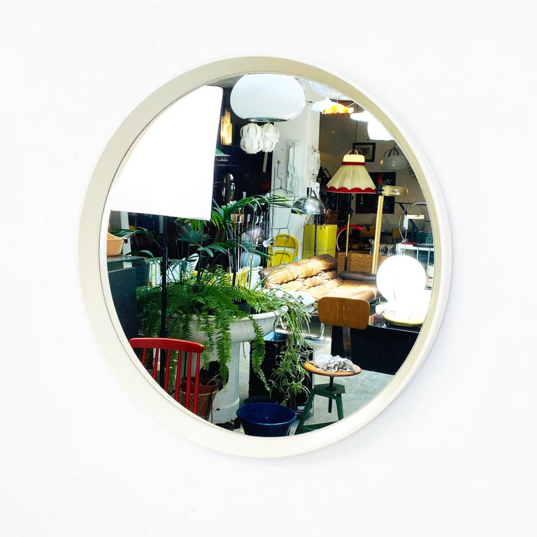 Italian Mid-Century Modern Round White Plastic Mirror, 1980s For Sale ...