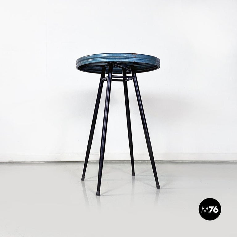 Italian Mid-Century Modern Set of Three Black and Grey-Blue Bar Tables ...