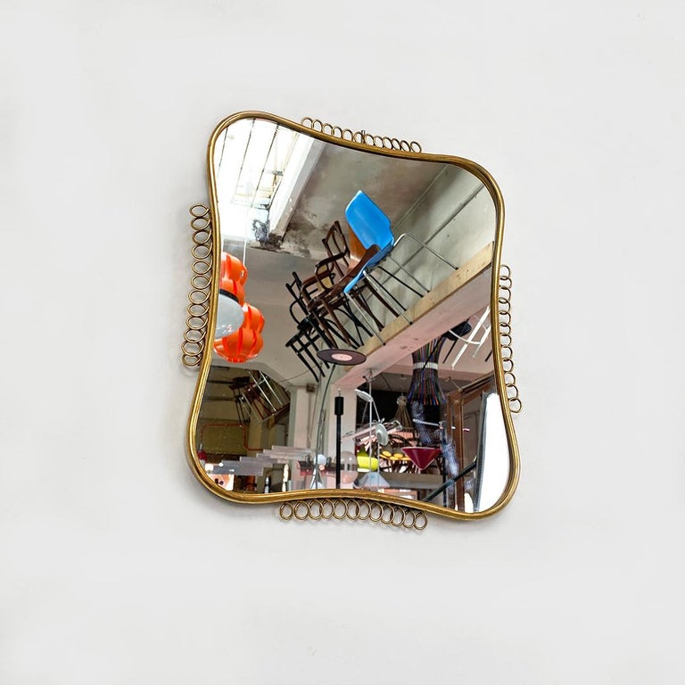 Italian Mid-Century Modern Small Brass Mirror with Friezes, 1950s For ...