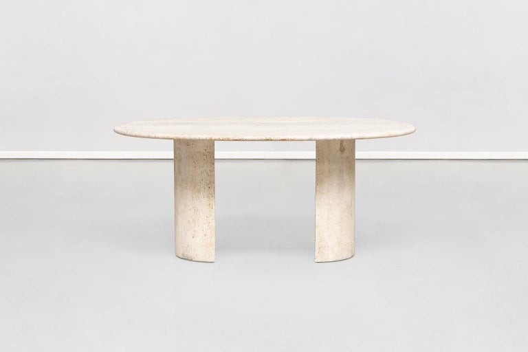 Italian Mid-Century Modern Travertine Dining Table Dolmen by Cappellini ...