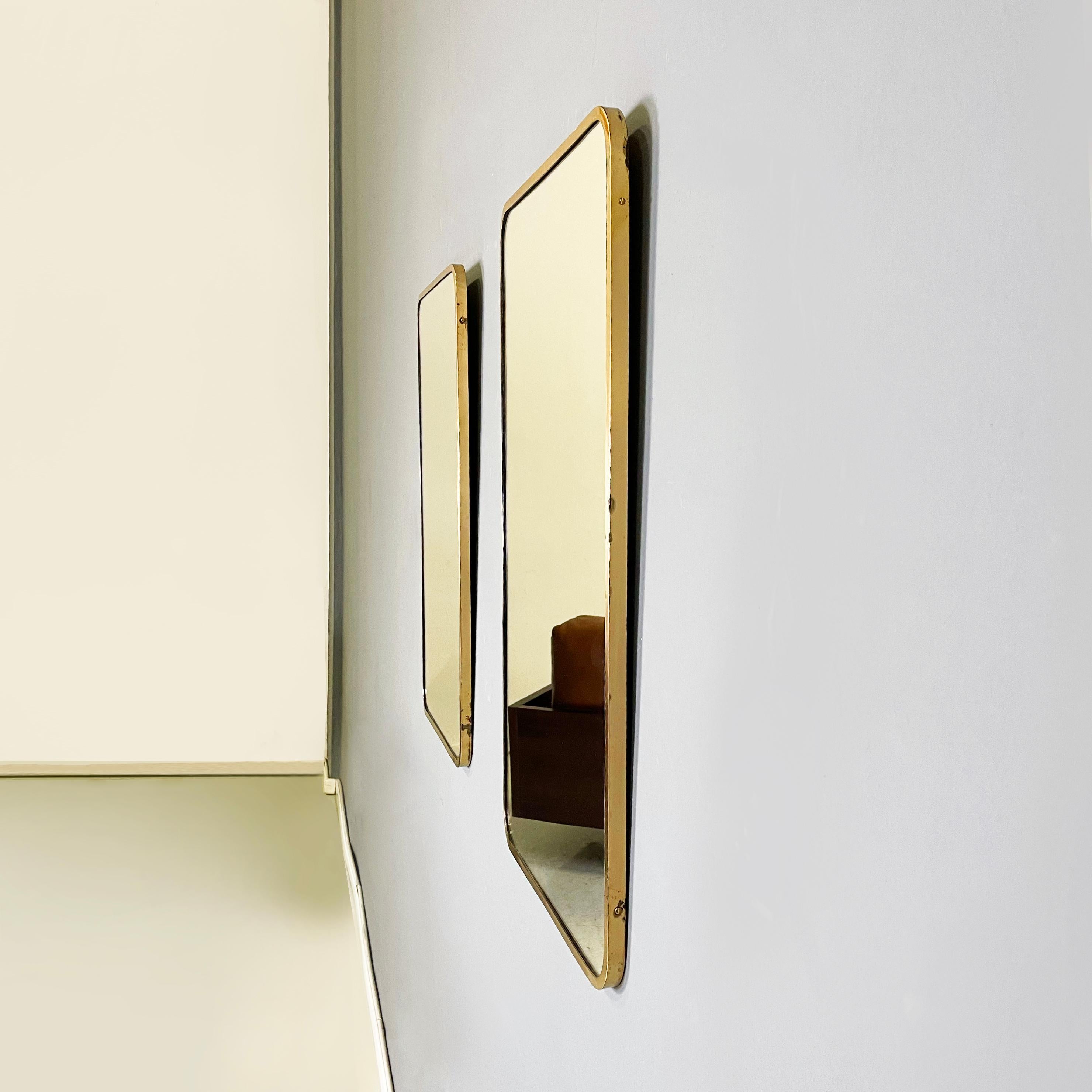 Italian mid-century modern wall mirrors in brass frame, 1950s For Sale ...