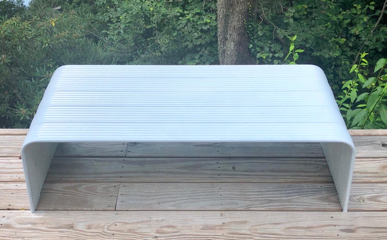 Mid-Century Modern White Enameled Aluminum Bench Attributed to ...